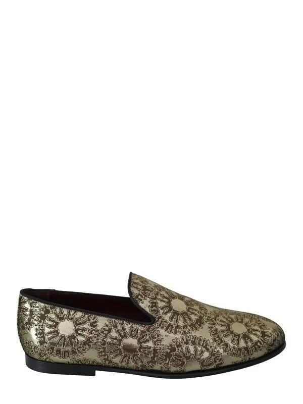 Dolce & Gabbana Jacquard Loafer Slides - Gold