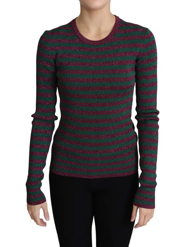Dolce & Gabbana Striped Crewneck Pullover - Gray