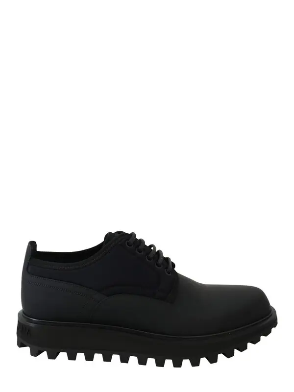 Dolce & Gabbana Rubberized Calfskin Chunky Derby Shoes - Black