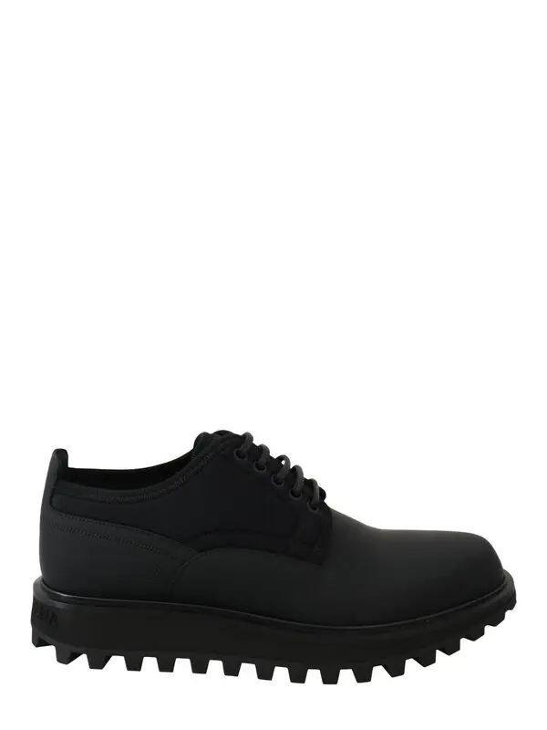 Dolce & Gabbana Rubberized Calfskin Chunky Derby Shoes - Black
