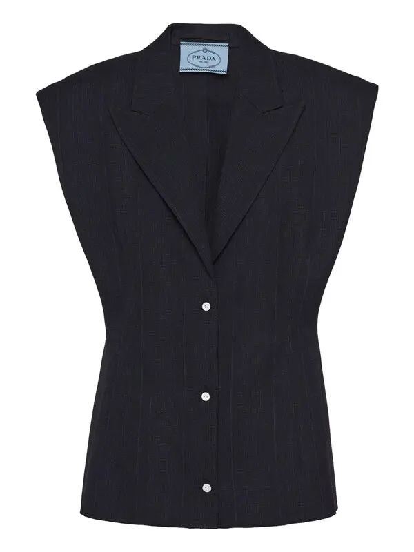 Prada Sleeveless Wool Blazer - Navy