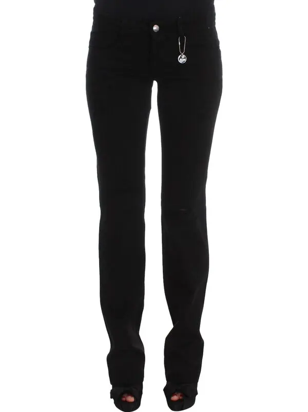 Costume National Cotton Slim Fit Bootcut Jeans - Black