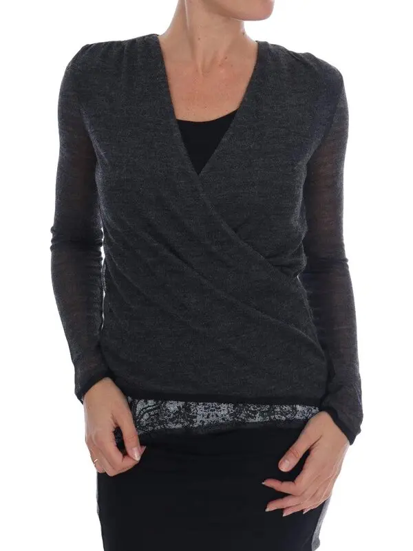 Ermanno Scervino Wool Lace Long Sleeve Top - Gray