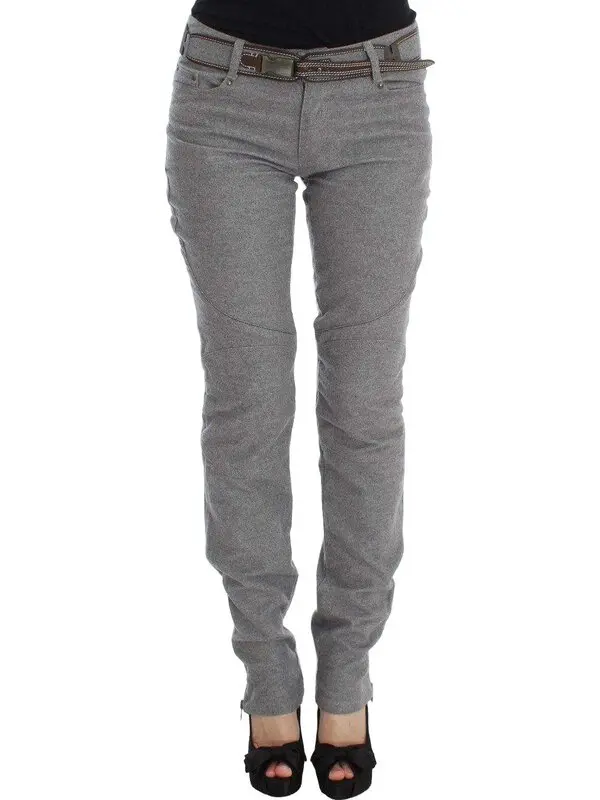 Ermanno Scervino Cotton Slim Fit Bootcut Casual Pants - Gray