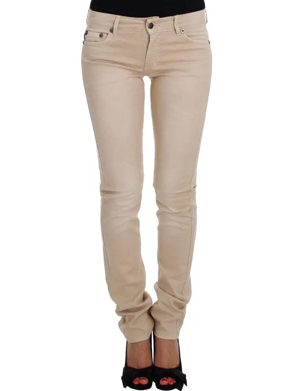 Roberto Cavalli Wash Slim Fit Cotton Stretch Jeans - Beige