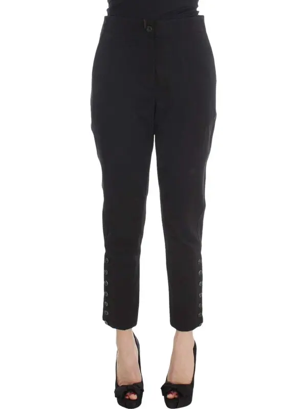 Ermanno Scervino Cotton Blend Capri Cropped Pants - Black
