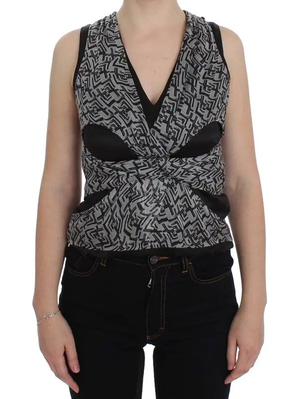 Karl Lagerfeld Black Silk Blouse Top - Gray