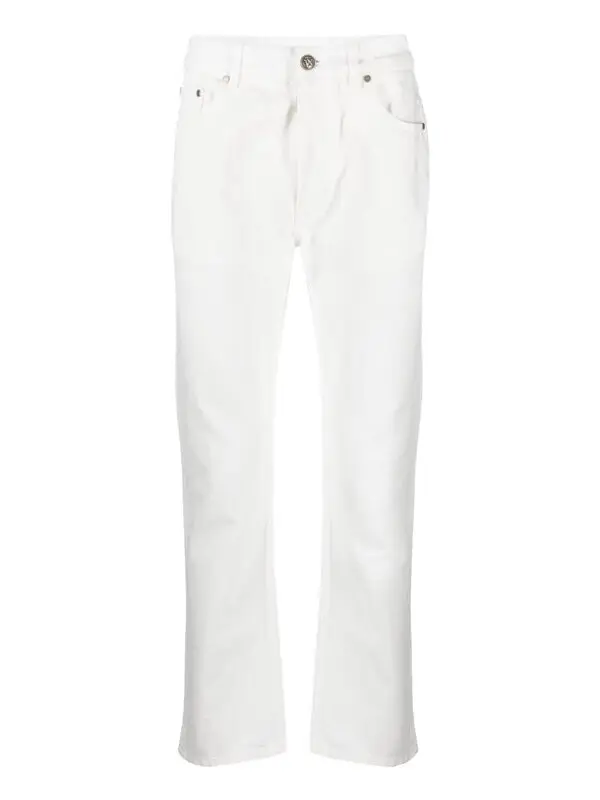 Palm Angels Straight-leg Jeans With Embossed Logo - White