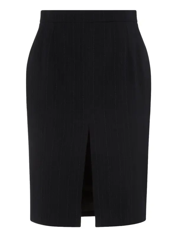 Saint Laurent Virgin Wool Midi Skirt - Grey