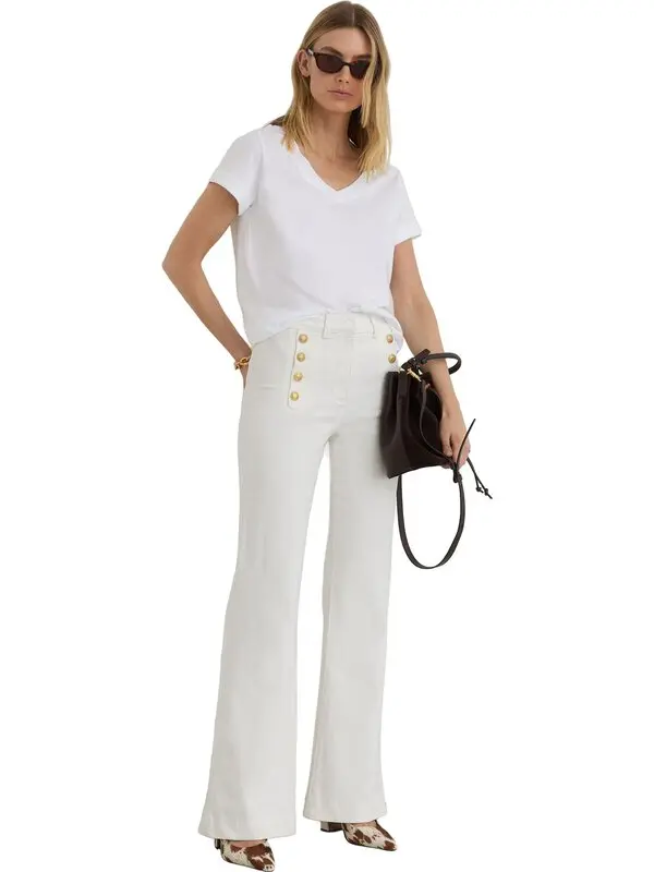 REISS Athena Petite High-rise Flared Jeans - White