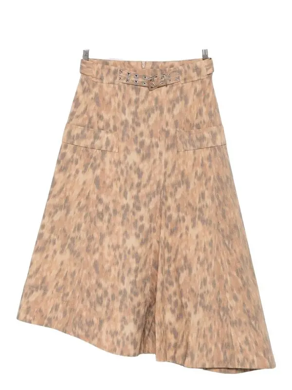 GANNI Printed Cotton Skirt - Beige