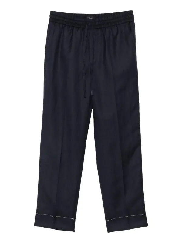 Brioni Asolo Linen And Wool Trousers - Blue