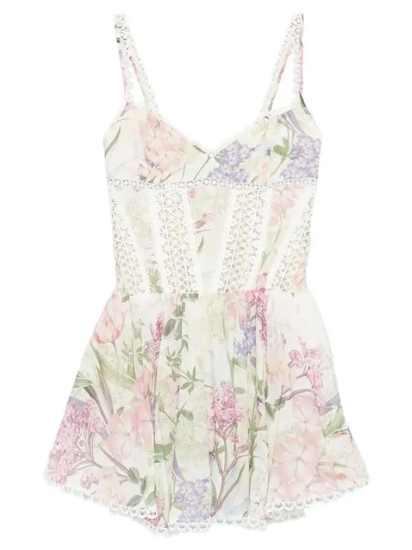 Charo Ruiz Ibiza Gardenia Floral-print Mini Dress - White