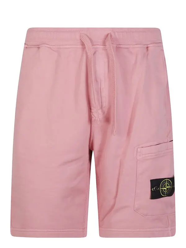 Stone Island Bermuda With Logo - Pink