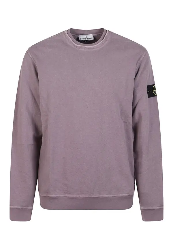 Stone Island Crew-neck Sweater With Logo - Purple