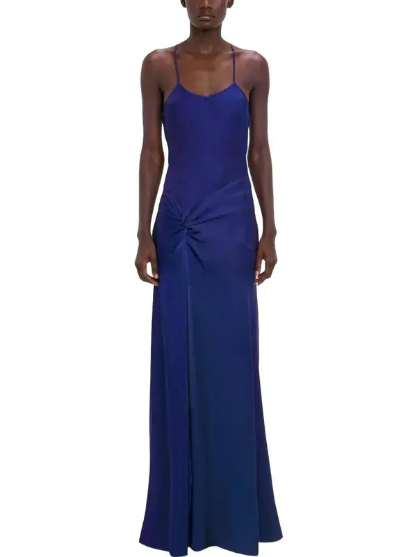 Victoria Beckham Twist-detail Satin Gown - Blue