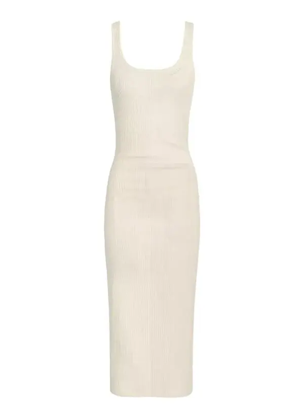 MC2 SAINT BARTH Jennifer Ribbed Logo Dress - White