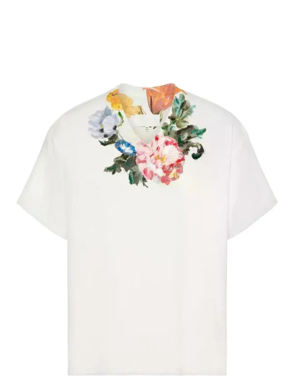 MAISON MARGIELA Floral Print Jersey T-shirt - White