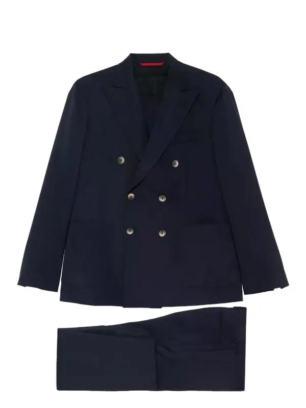 VELA SHOP Double-breasted Peaked-lapel Suit - Blue