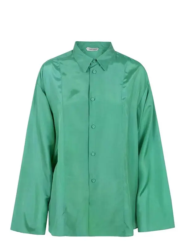 Alberta Ferretti Satin-finish Silk Shirt - Green