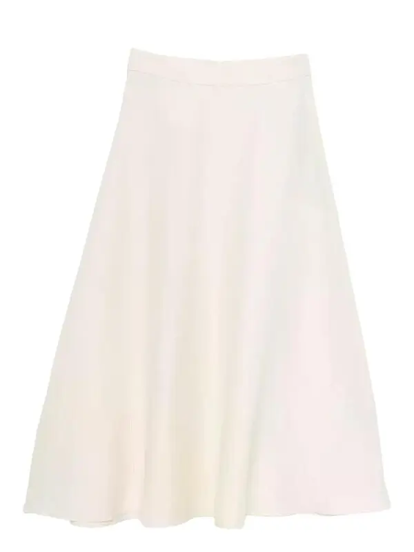 LUISA CERANO Floral-appliqué Mesh Midi Skirt - Neutrals