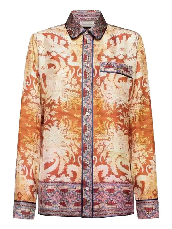 PIERRE-LOUIS MASCIA Printed Silk Shirt - Orange