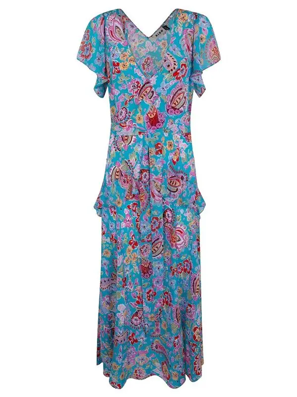 Rixo Floral-print Tiered Dress - Blue