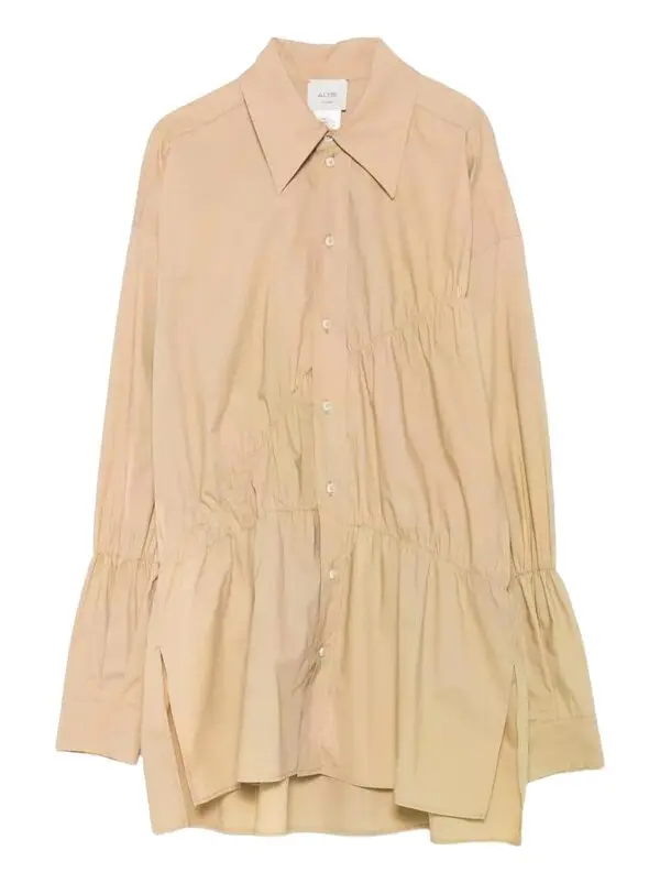 ALYSI Ruched Poplin Shirt - Neutrals