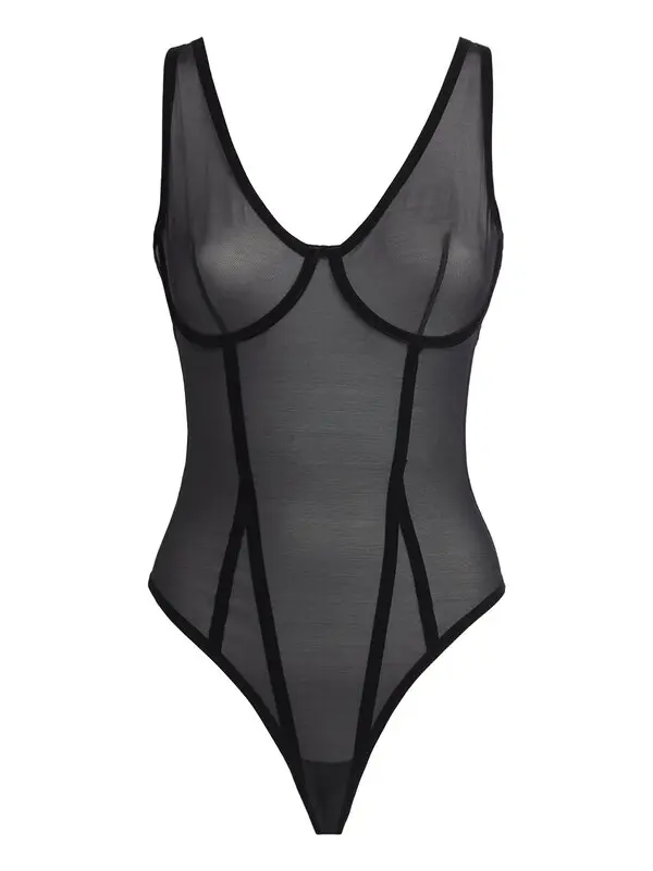 Wolford Sheer Tulle Underwired Bodysuit - Black