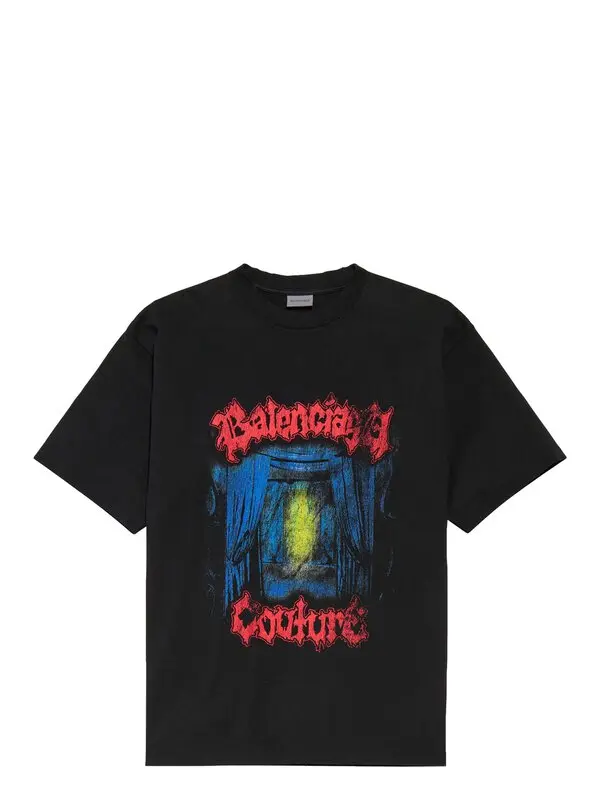 Balenciaga Cotton Salon De Couture Gothic T-shirt - Black