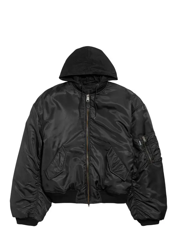 Balenciaga Oversized Hooded Bomber Jacket - Black