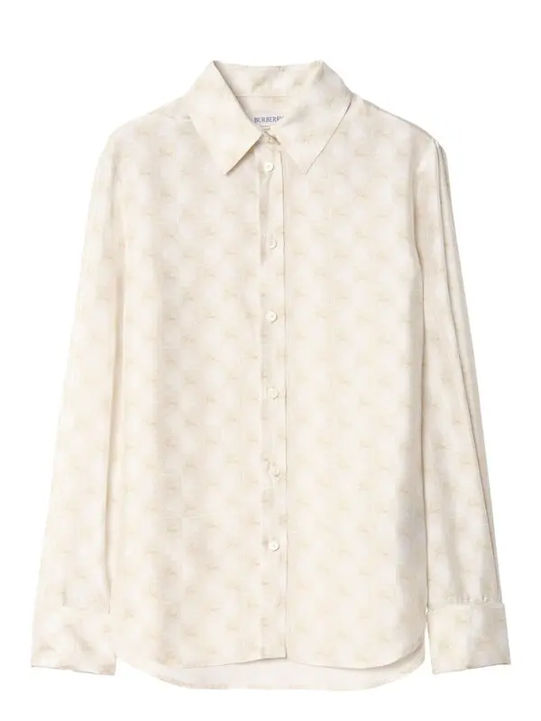 Burberry Silk Equestrian Knight Design Shirt - White