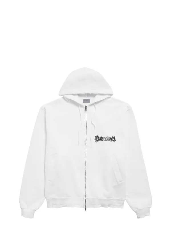 Balenciaga Cotton Salon De Couture Zip-up Hoodie - White