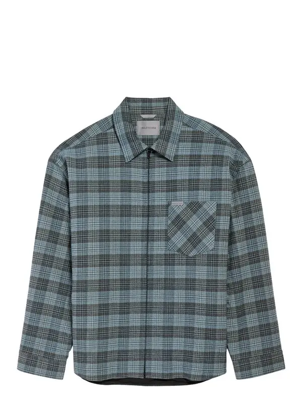 Balenciaga Check Padded Overshirt - Blue
