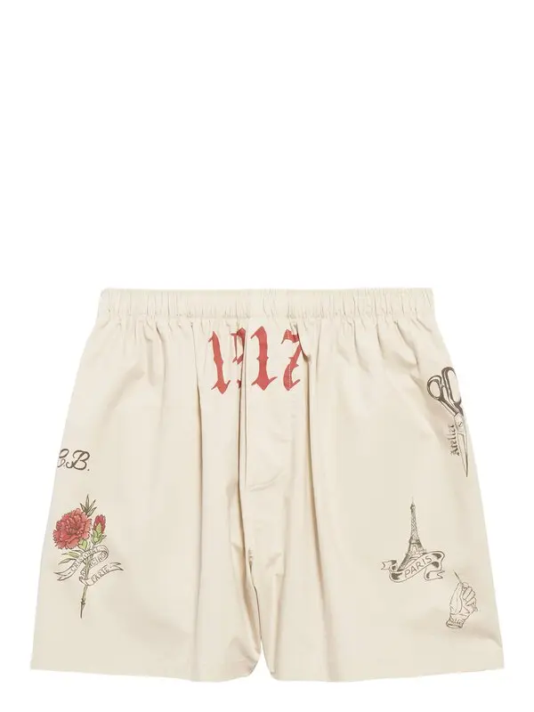 Balenciaga Printed Cotton Shorts - White