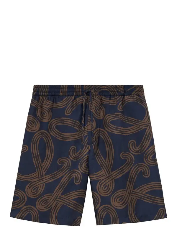 Loewe Anagram Silk Shorts - Navy