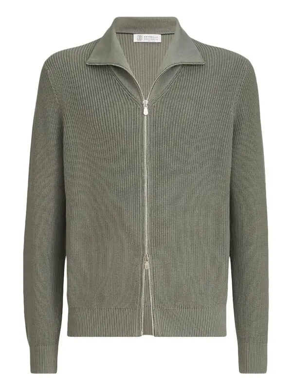Brunello Cucinelli Cotton Zip-up Cardigan - Green
