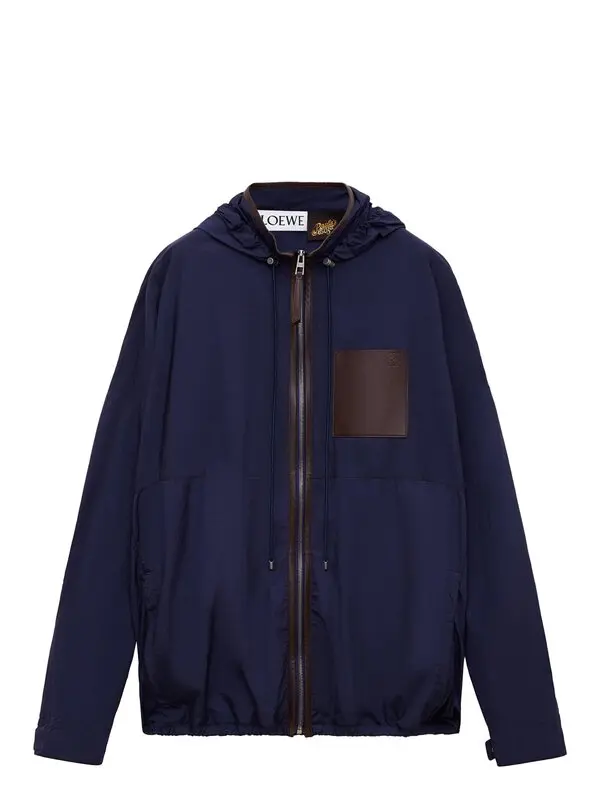 Loewe X Paula's Ibiza Leather-trimmed Hooded Jacket - Navy