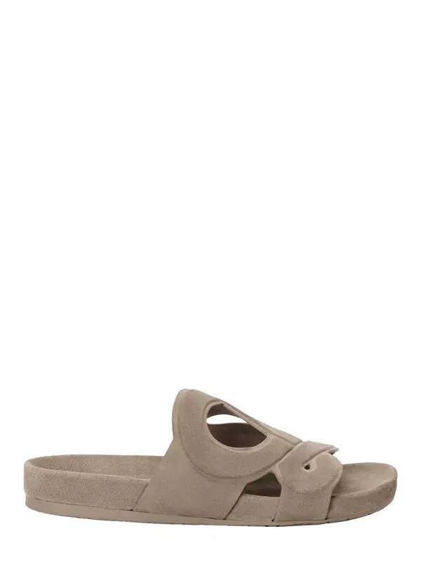 Loewe X Paula's Ibiza Leather Monogram Ease Slides - Grey