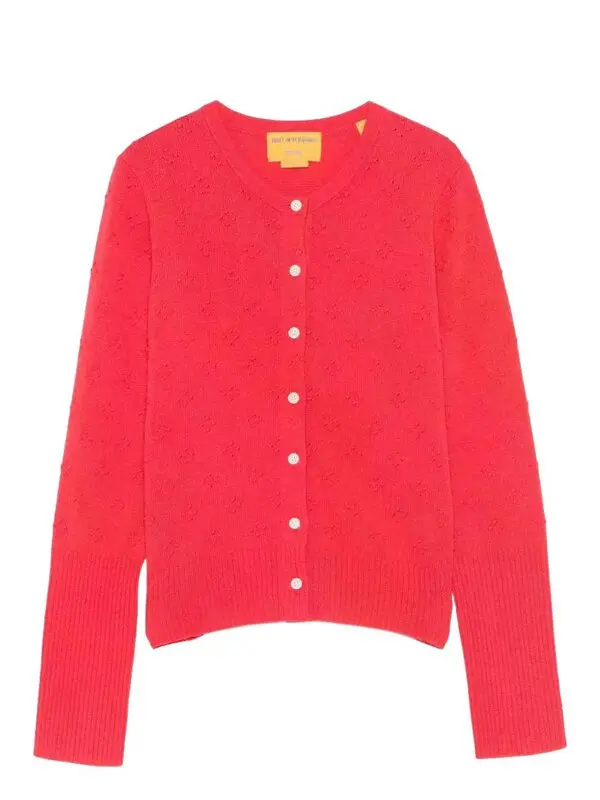 Guest In Residence Pointelle-knit Cashmere Cardigan - Red