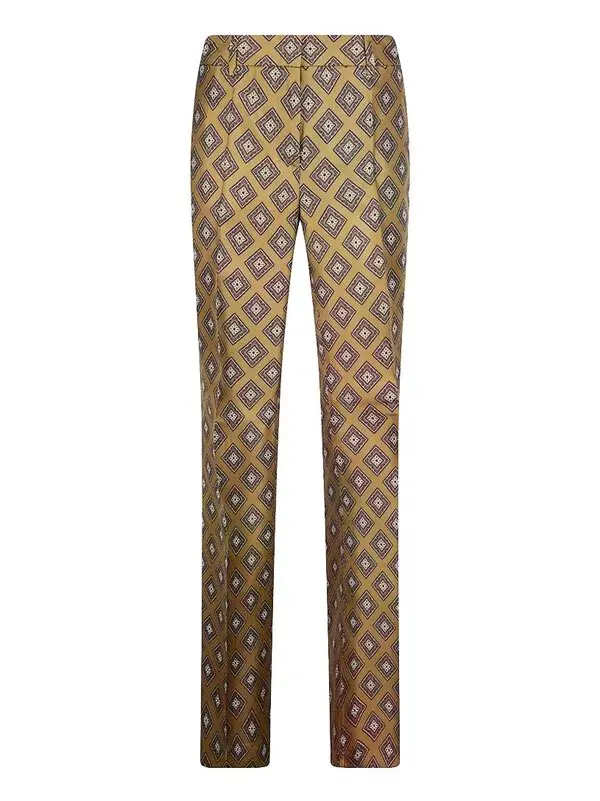 Alberto Biani Geometric-print Straight-leg Trousers - Neutrals