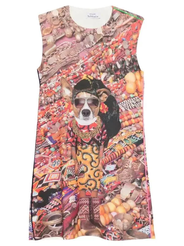 The Artistylist Graphic-print Sleeveless Dress - Red