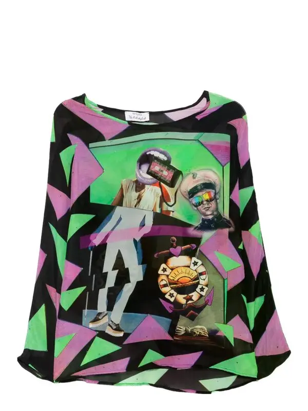 The Artistylist Graphic-print Blouse - Black