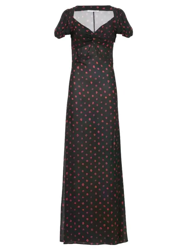 MAR DE MARGARITAS Floral-print Twist-detail Maxi Dress - Black