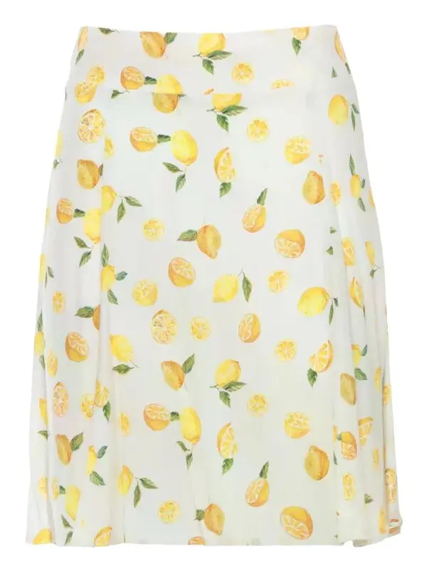 MAR DE MARGARITAS Lemon-print Shirred Skirt - White