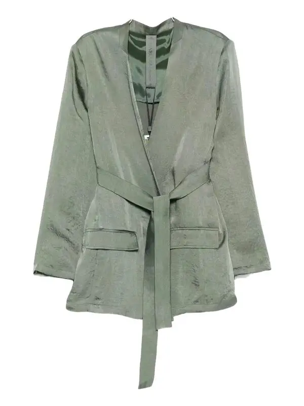MONOCHROME Belted Satin Jacket - Green