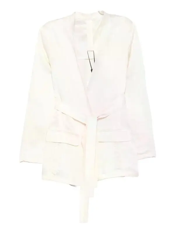 MONOCHROME Belted Satin-finish Jacket - Neutrals