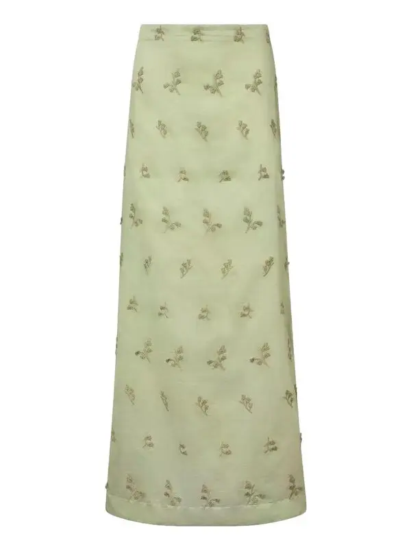 Altuzarra Floral-embroidered Skirt - Green