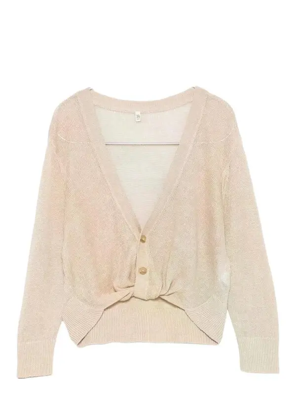 R13 Twist-detail V-neck Cardigan - Neutrals