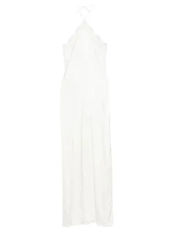 Oseree Lace-trim Halterneck Dress - White